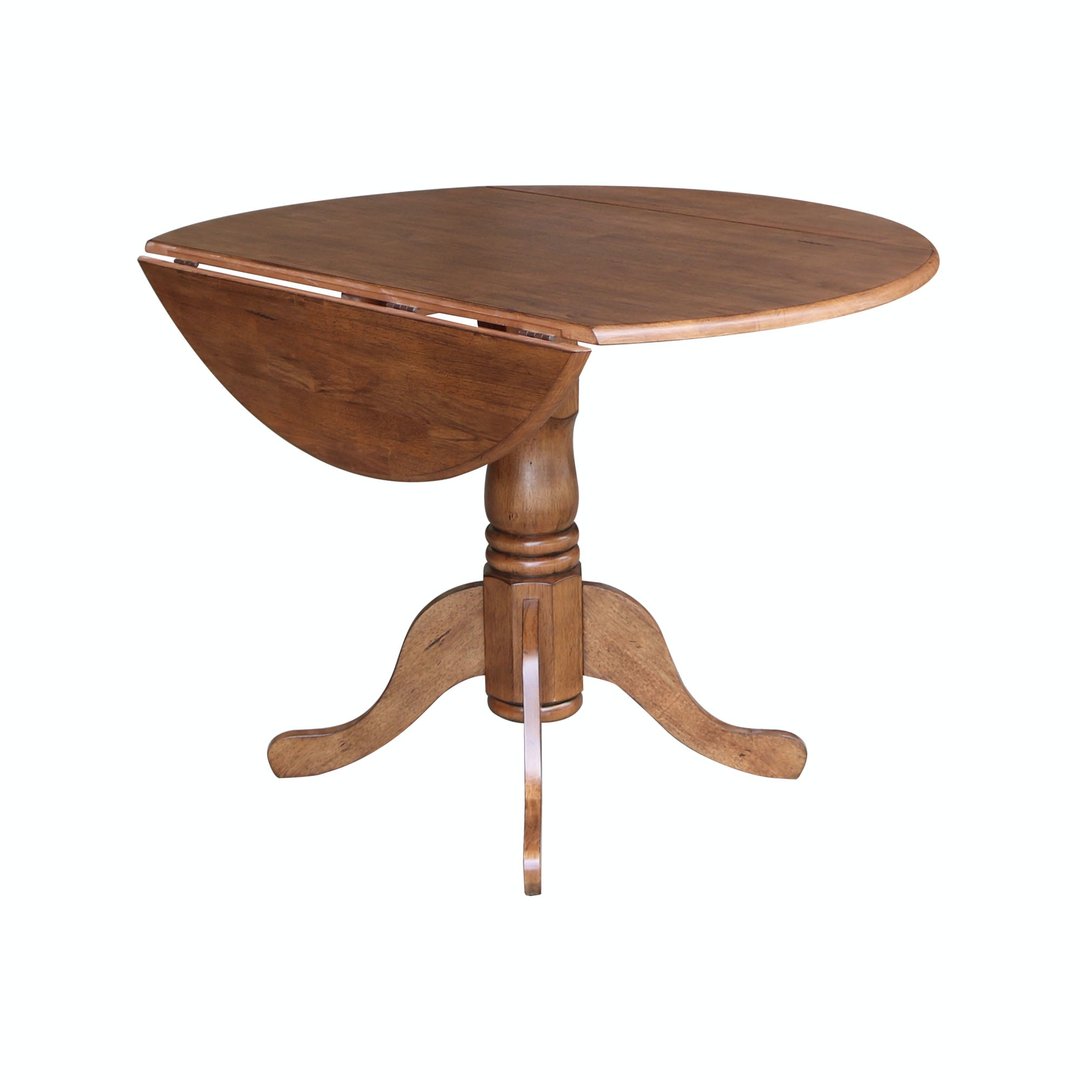 Dining Essentials - Round Drop Leaf Pedestal Table in Bourbon Oak ...